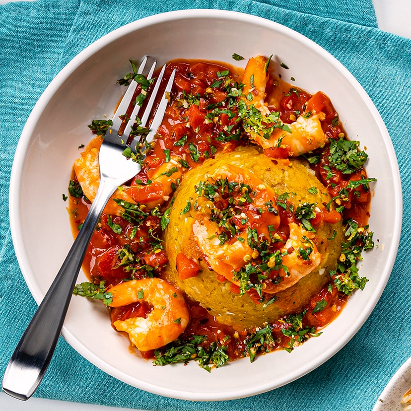 Shrimp Mofongo with Spicy Cilantro Gremolata| Harveys Supermarket